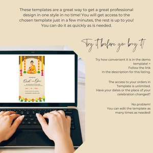 Gold Buddhist Wedding Digital Invitation With Marigold Garland ...