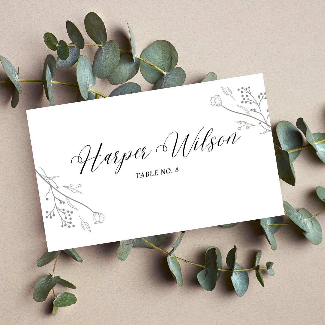 Place Names Card Template for Wedding Simple Minimalist Template Place ...
