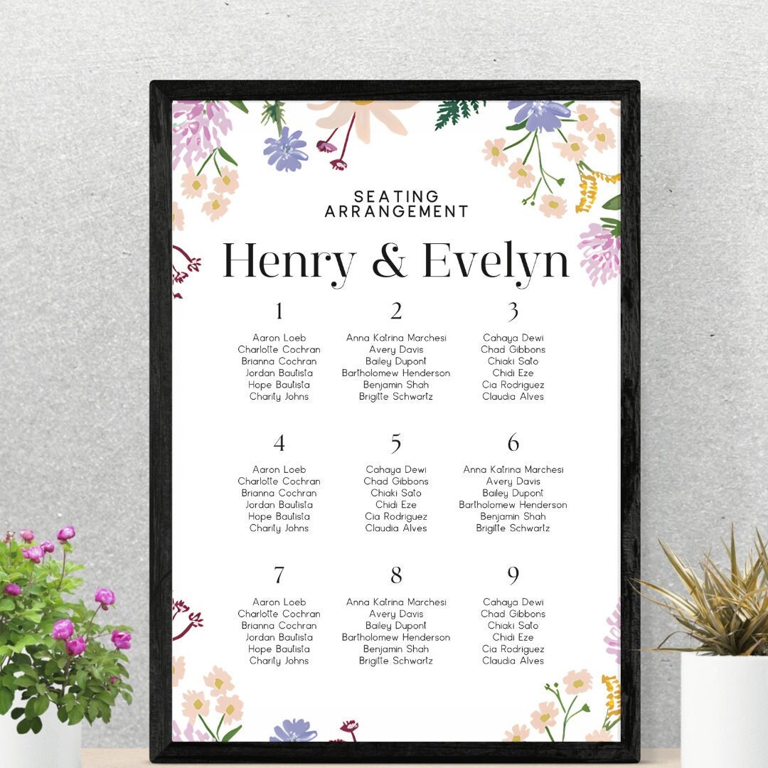 Seating Chart Sophia Printable Templates Instant - Etsy.de