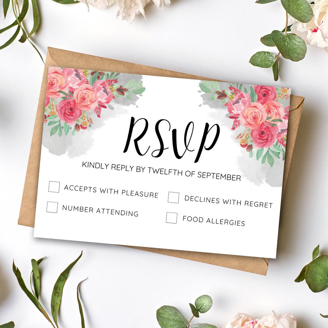 RSVP Card Ava Printable Templates Instant Download DIY - Etsy