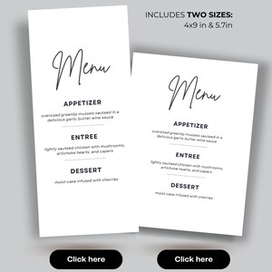 Minimalist Modern Calligraphy Wedding Menu Template Cards Menu ...