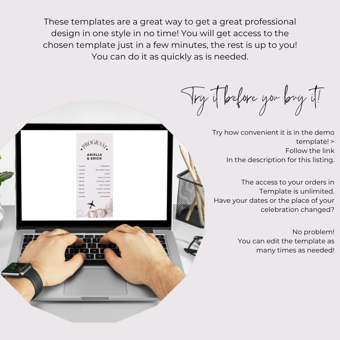 Wedding Program Template Passport Theme Modern Minimalist Card Wedding ...