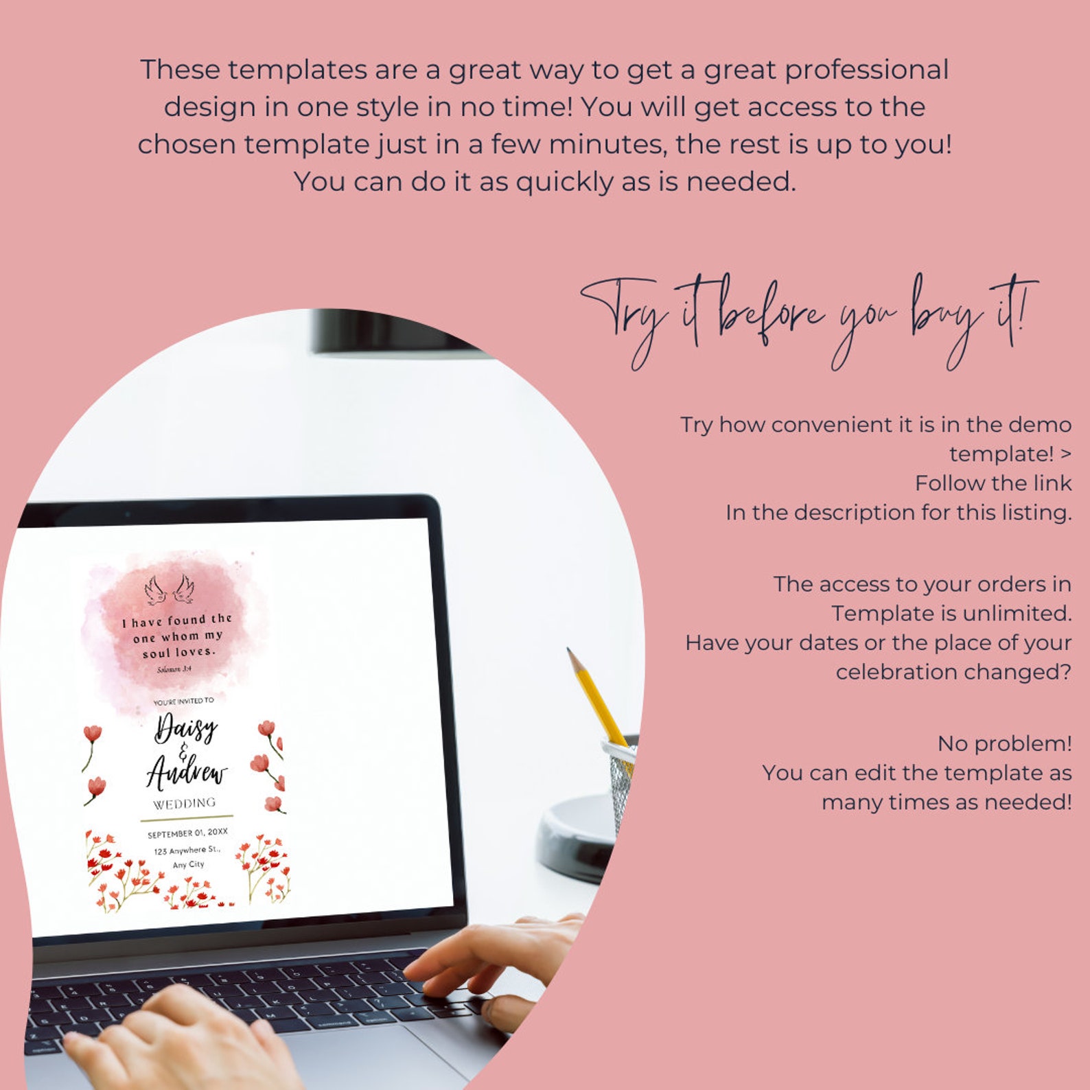 Christian Wedding Invitation Amara Printable Templates Instant Download ...