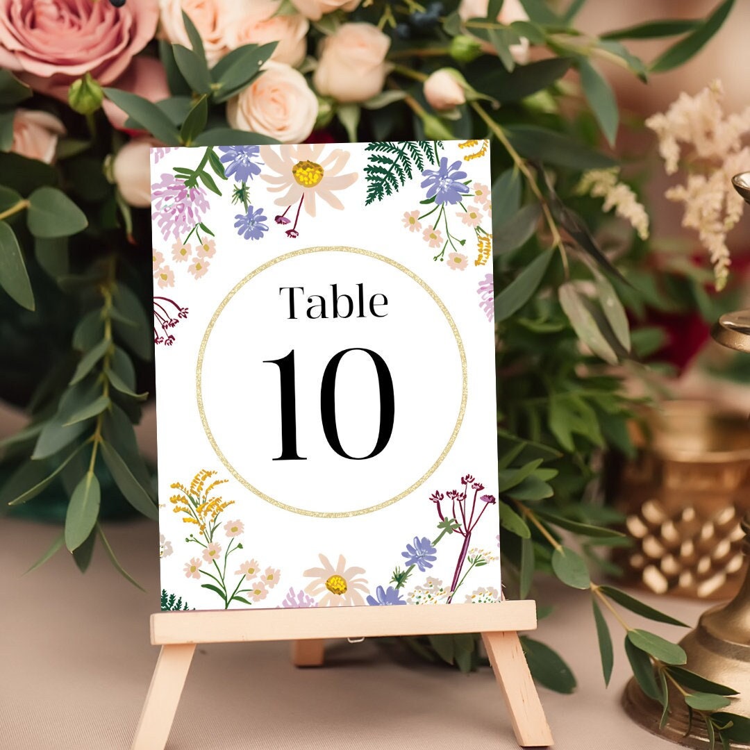 Wedding Table Numbers Floral Blossom Template Wedding Invite Canva ...