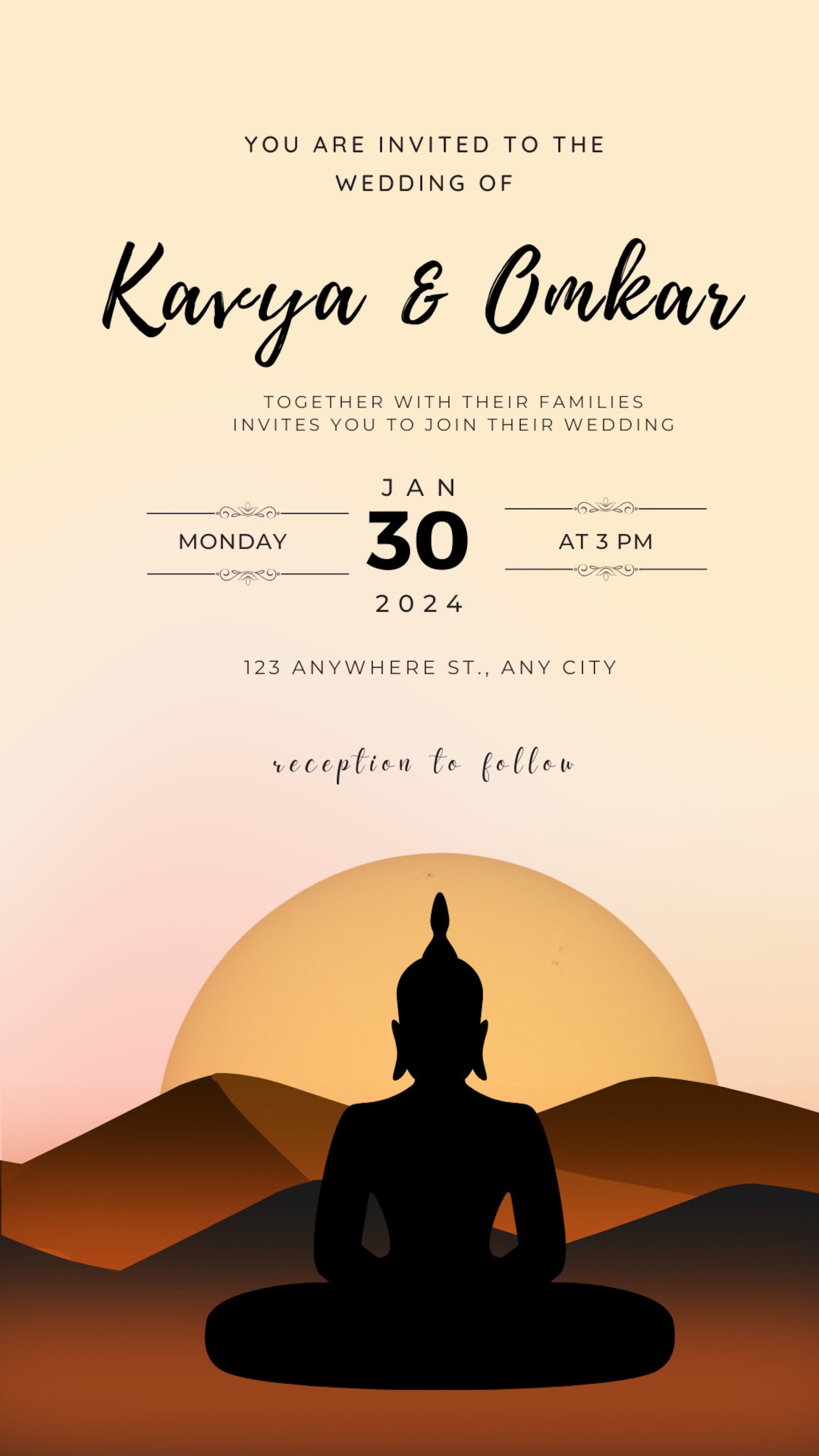 Buddhist Wedding Invitation Zaria Printable Templates - Etsy