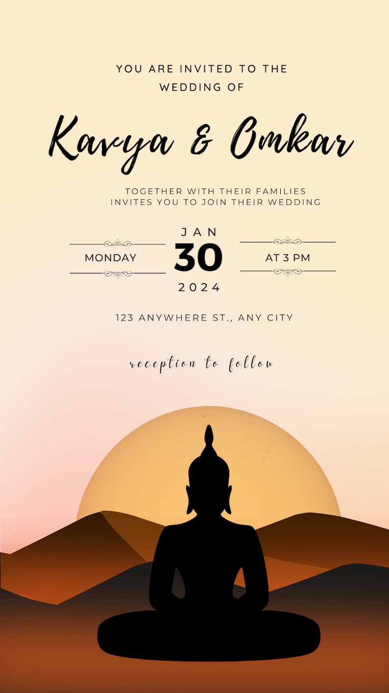 Buddhist Wedding Invitation Zaria Printable Templates - Etsy
