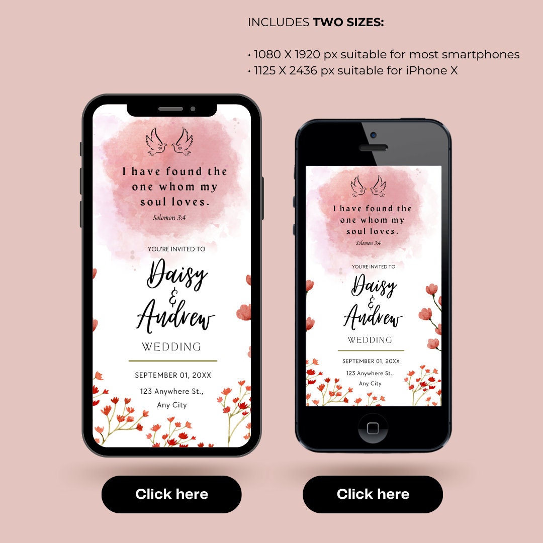 Christian Wedding Invitation Amara Printable Templates Instant Download ...