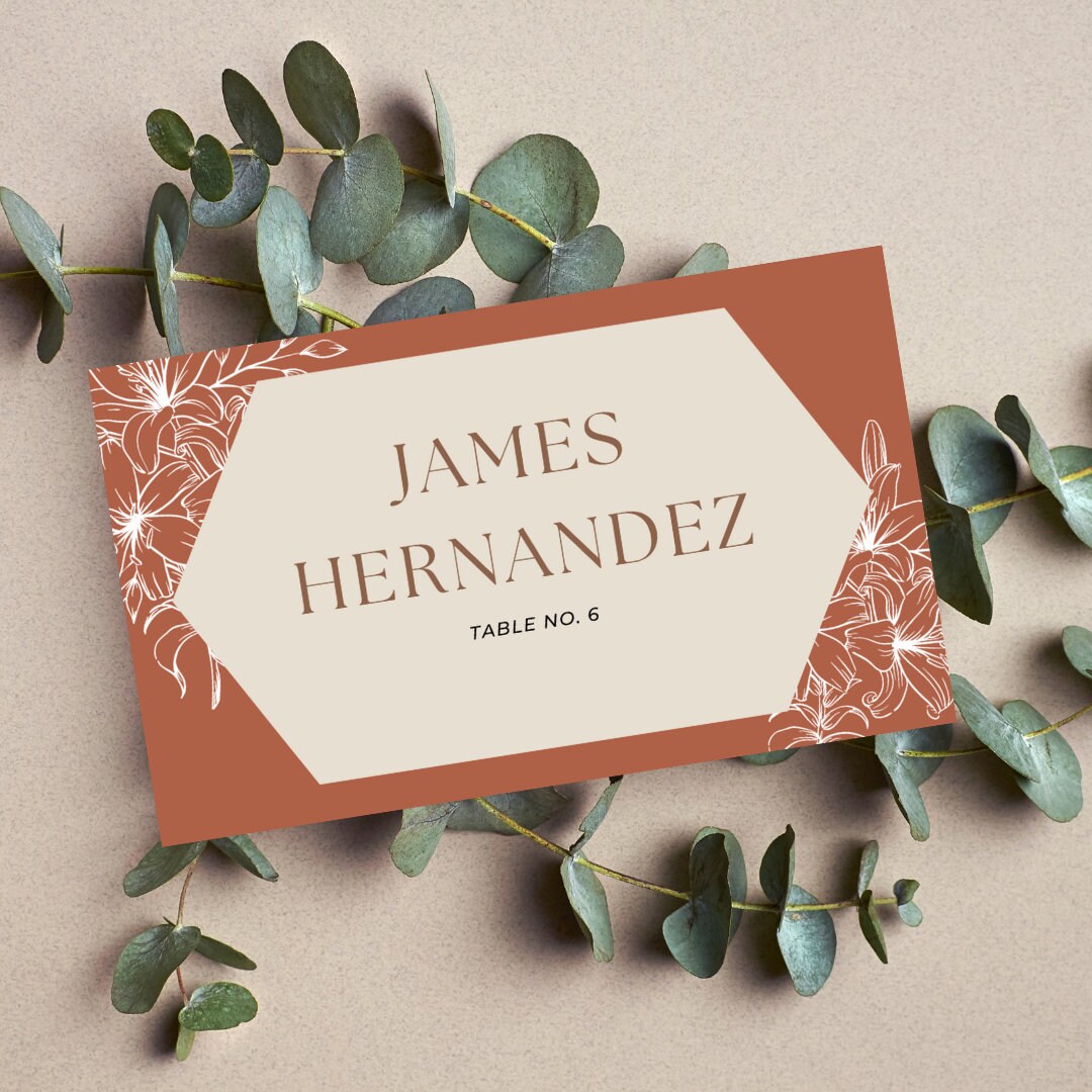 Rustic Earthy Wedding Place Cards Table Name Cards Seating Cards Canva ...