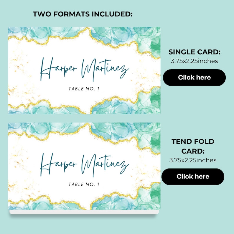 Place Names Card Template for Wedding Marble Bluegreen Template Place ...