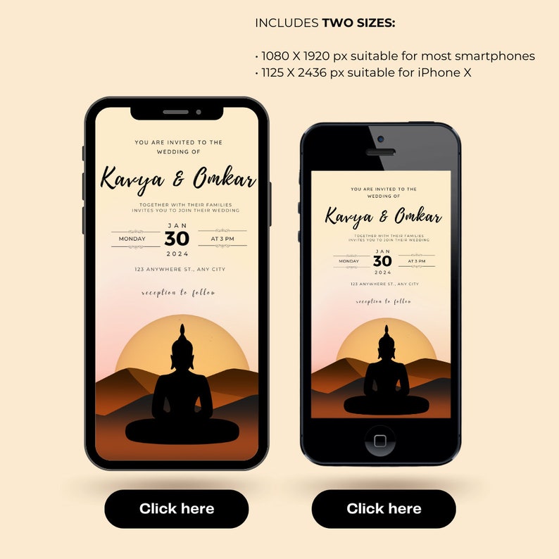 Buddhist Wedding Invitation Zaria Printable Templates - Etsy