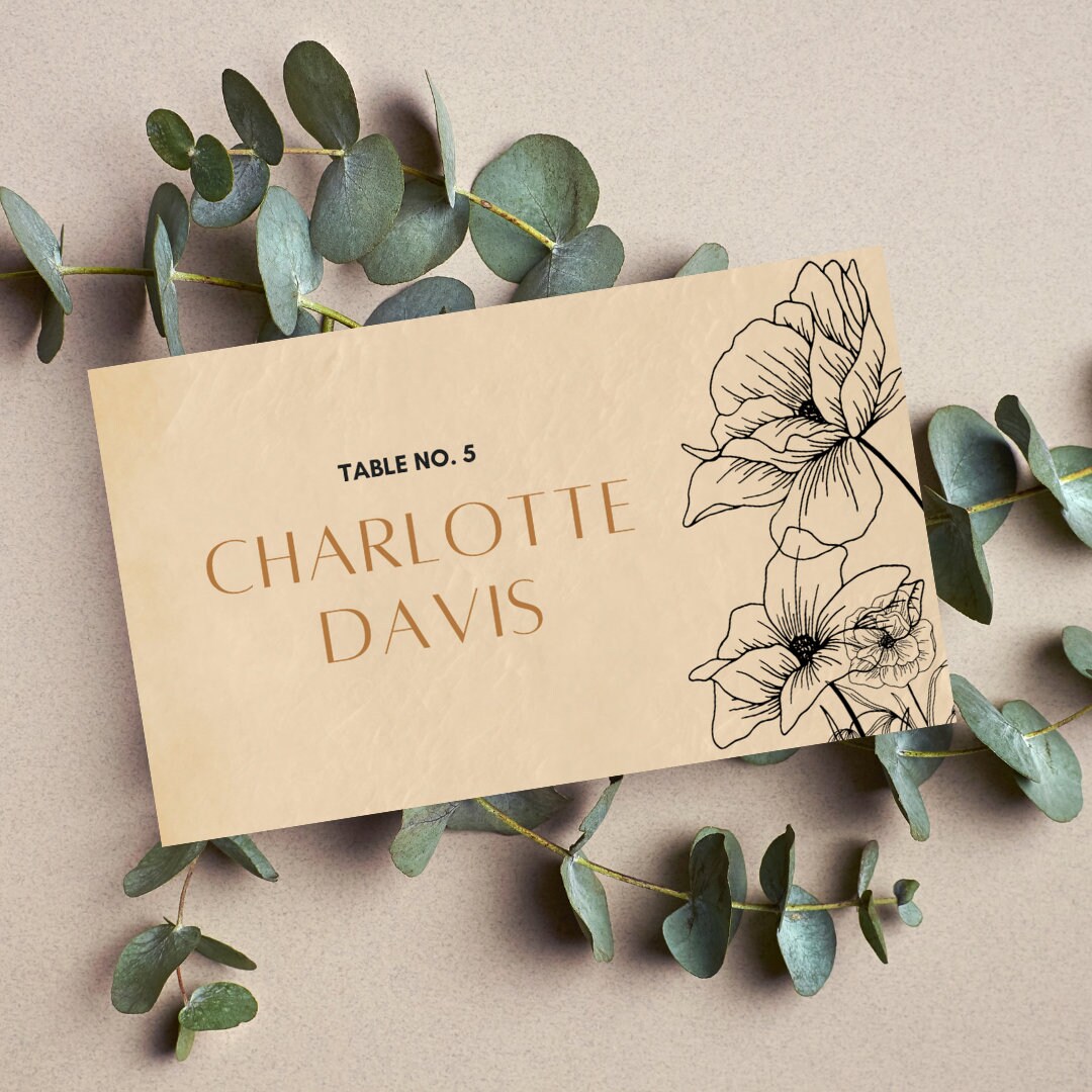 Table Seat Card Scarlett Printable Templates Instant Download DIY - Etsy