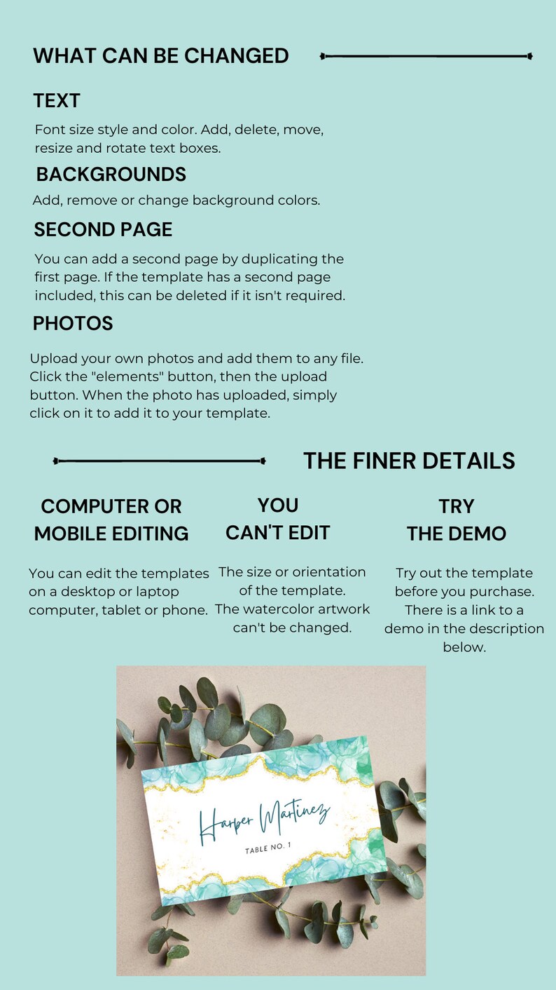 Place Names Card Template for Wedding Marble Bluegreen Template Place ...