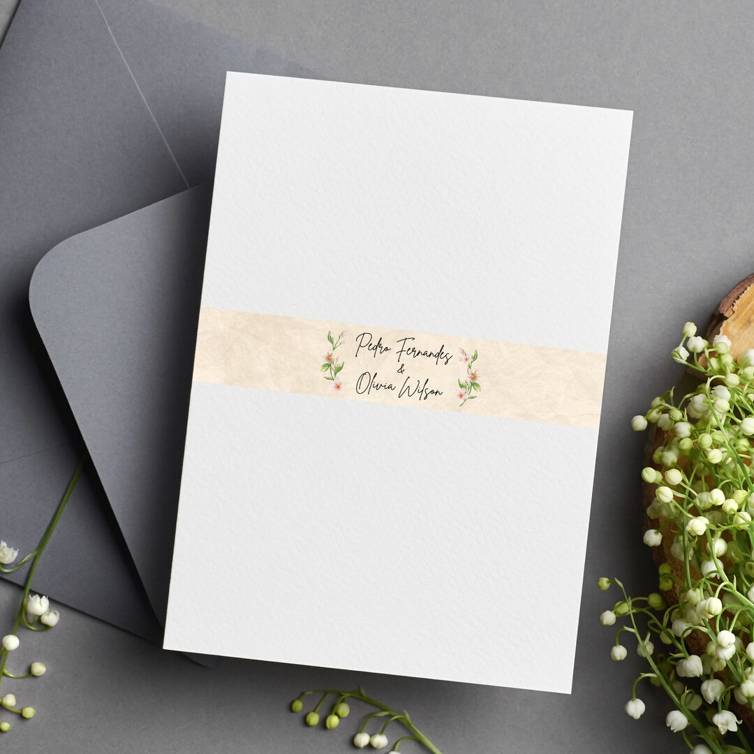 Belly Band for Wedding 2024 Minimalist Floral Template Belly Band ...