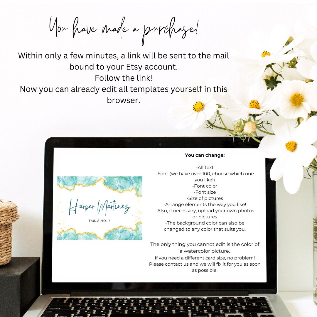 Place Names Card Template for Wedding Marble Bluegreen Template Place ...