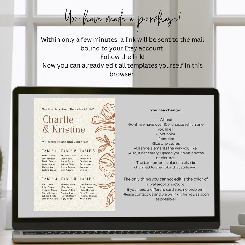 Seating Chart Digital Template 2024 Rustic Floral Pattern Seating Chart ...