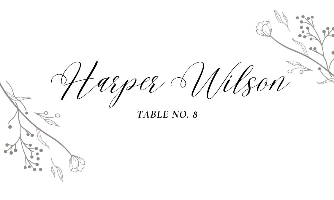 Place Names Card Template for Wedding Simple Minimalist Template Place ...