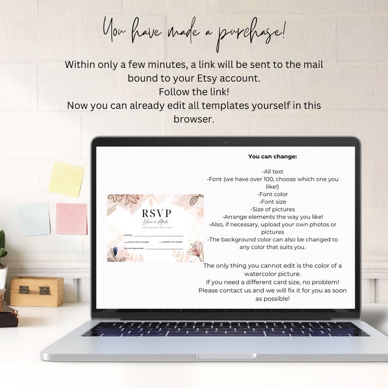 RSVP Card Template for Wedding UK Rustic Floral Brown Minimalist Rsvp ...