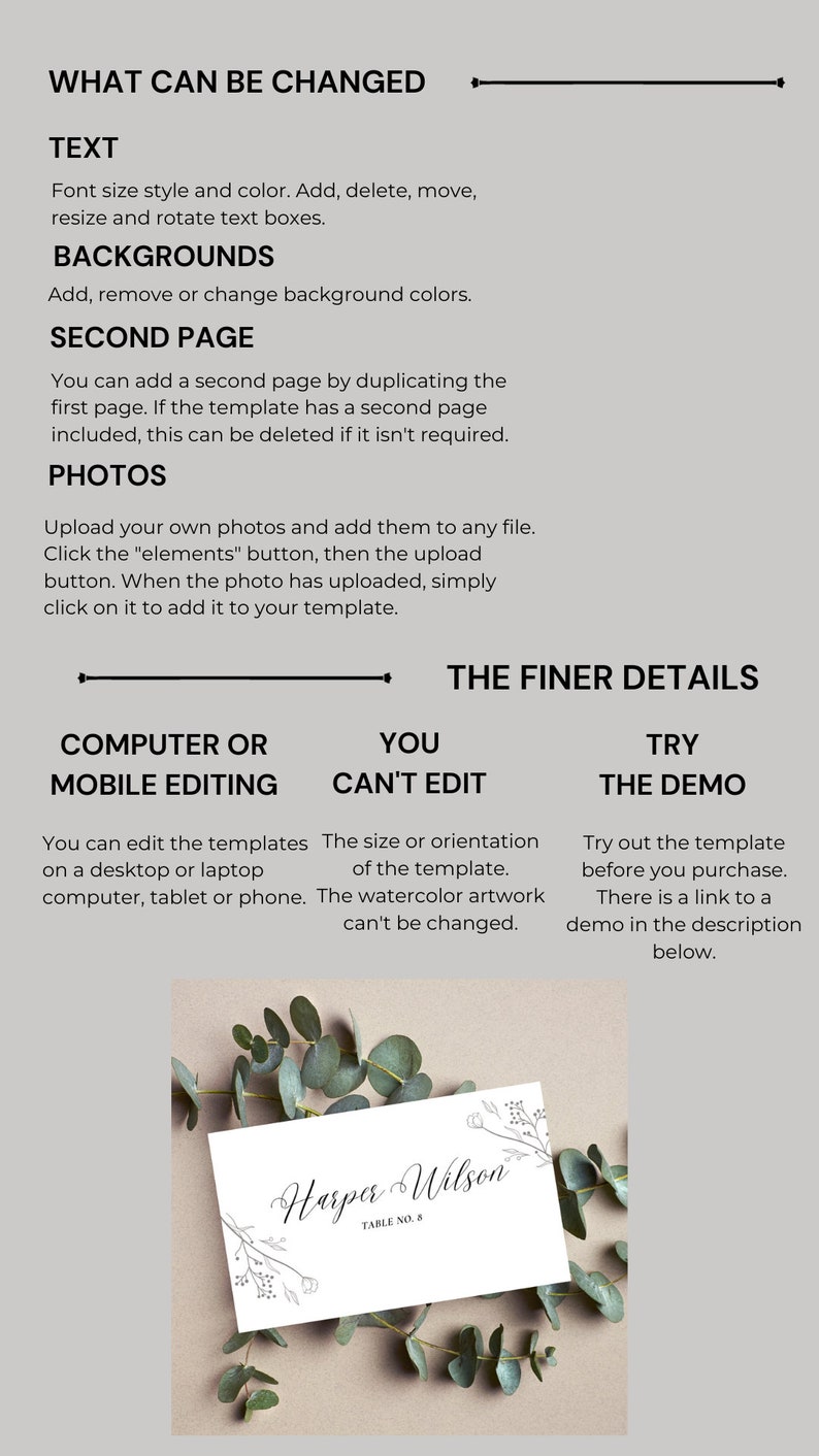 Place Names Card Template for Wedding Simple Minimalist Template Place ...