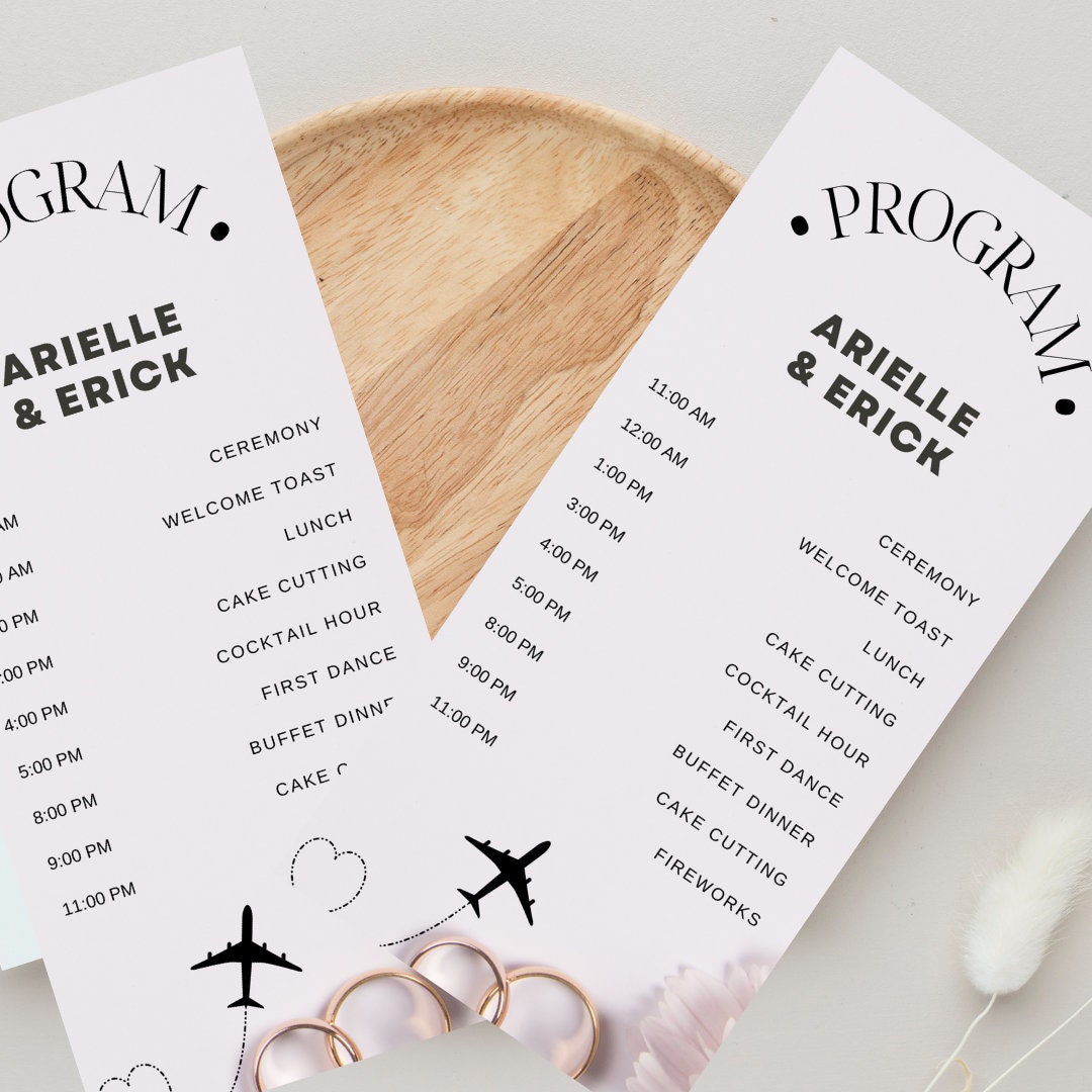 Wedding Program Template Passport Theme Modern Minimalist Card Wedding ...