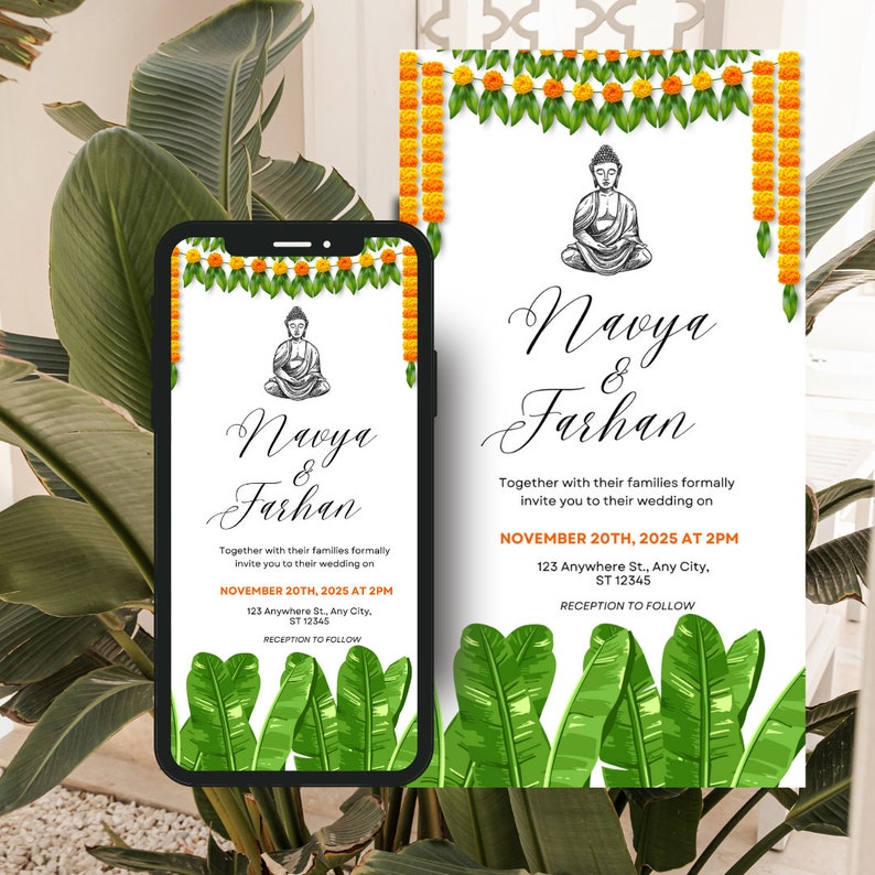 Buddhist Wedding Invitation Fiora Printable Templates - Etsy