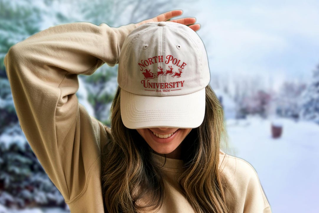 North Pole University Embroidered Christmas Snapback, Festive Holiday ...