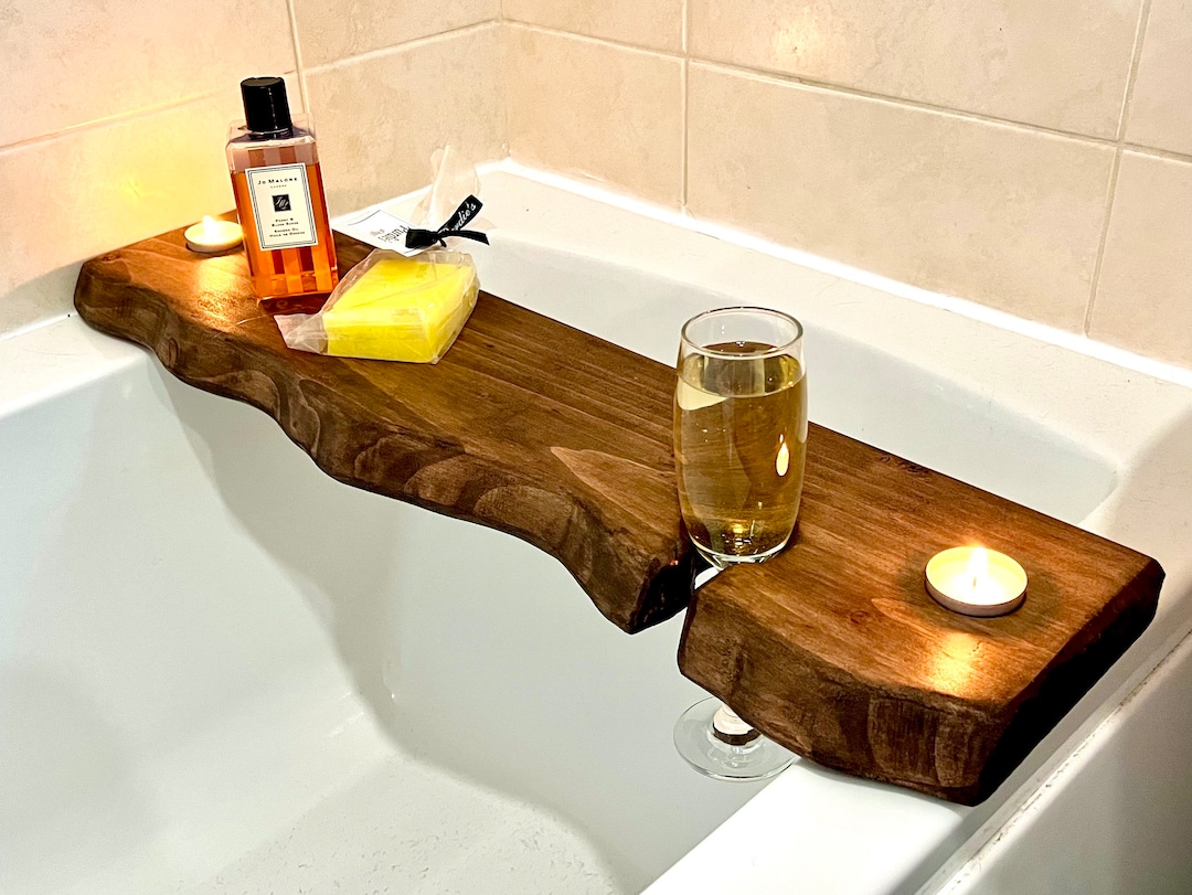 Live Edge Bath Board Rustic Wooden Bath Caddy, Bath Tray, Bath ...