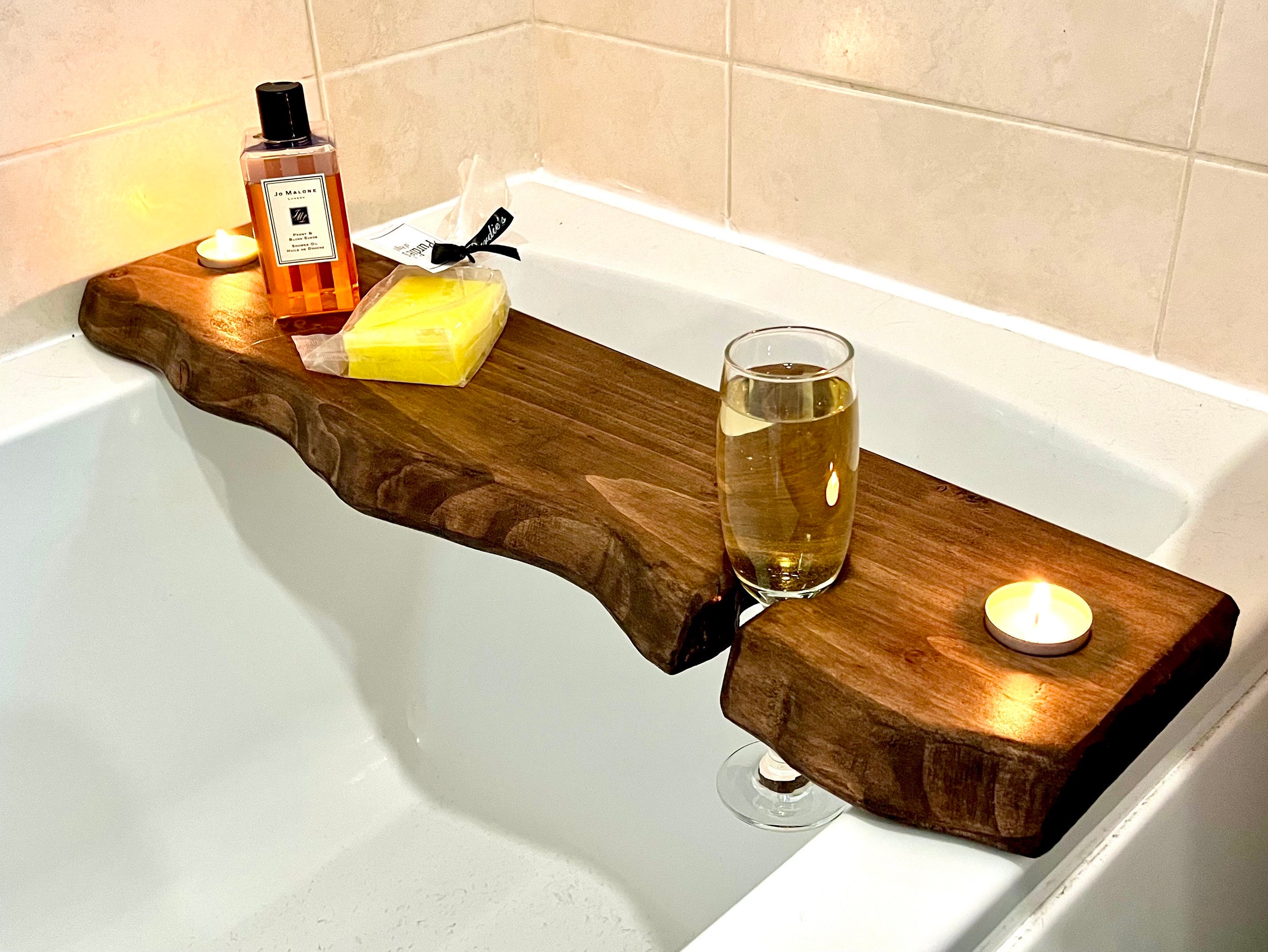 Live Edge Bath Board Rustic Wooden Bath Caddy, Bath Tray, Bath ...