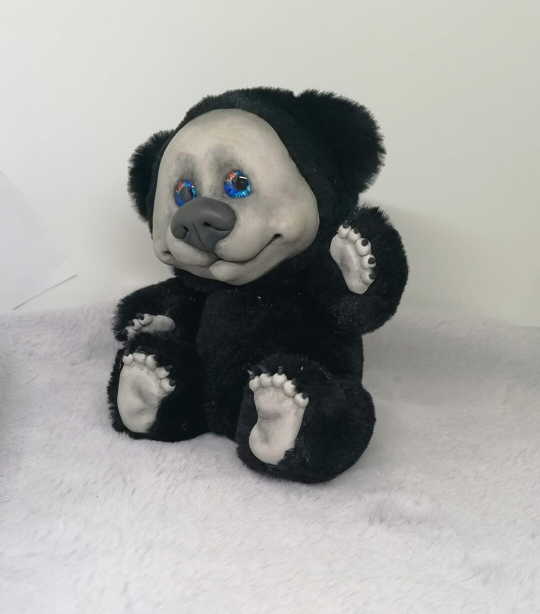 Black Tony Teddy Bear Plush Present Idea for Christmas Ooak Toy Cute ...