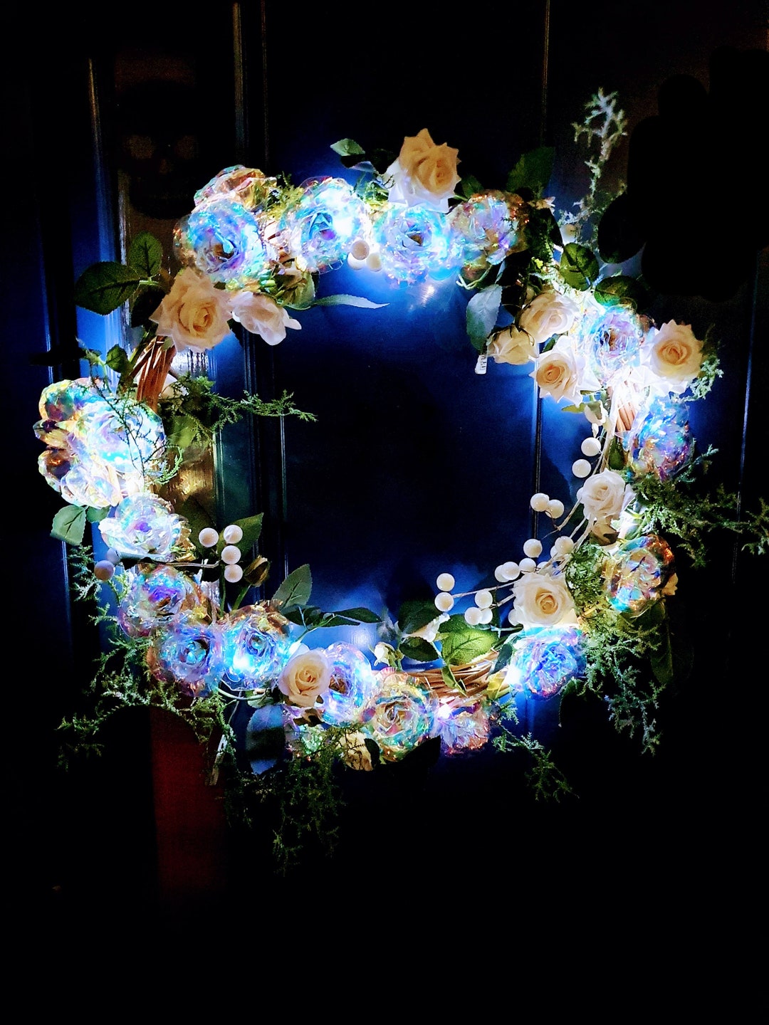 Miss Millions Roses Christmas Door Decor, Includes LED Lights, Faux ...