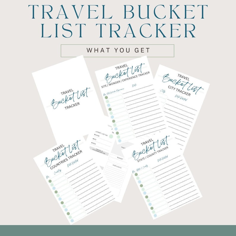 Travel Bucket List Tracker Printable, Instant Download PDF, A4 ...