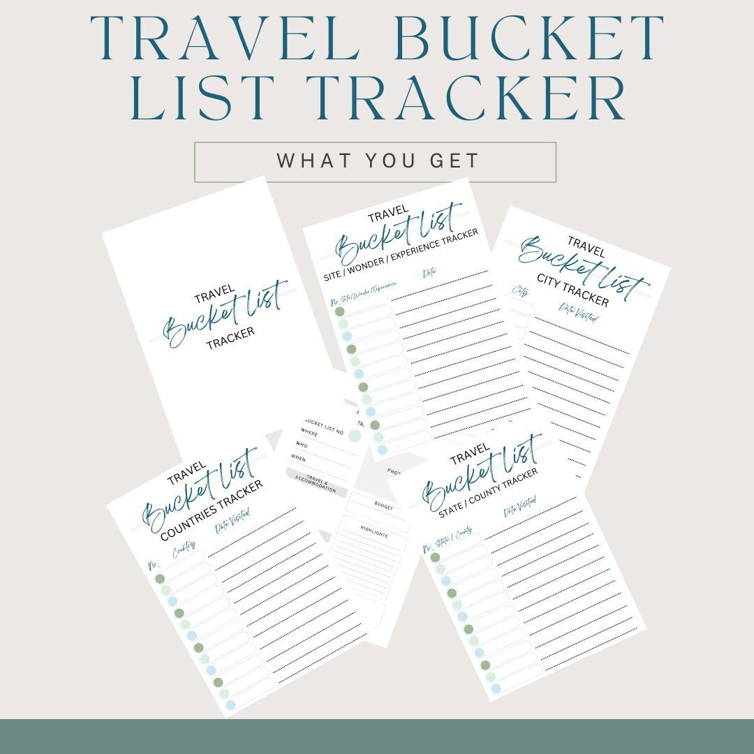 Travel Bucket List Tracker - Printable, Instant Download PDF, A4 ...