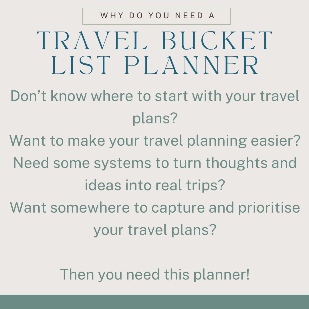 Travel Bucket List Planner -printable, Instant Download PDF A4/letter ...