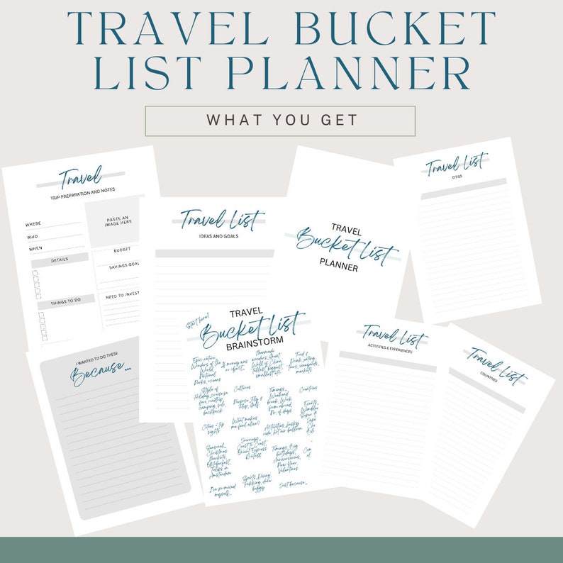 Travel Bucket List Planner -printable, Instant Download PDF A4/letter ...