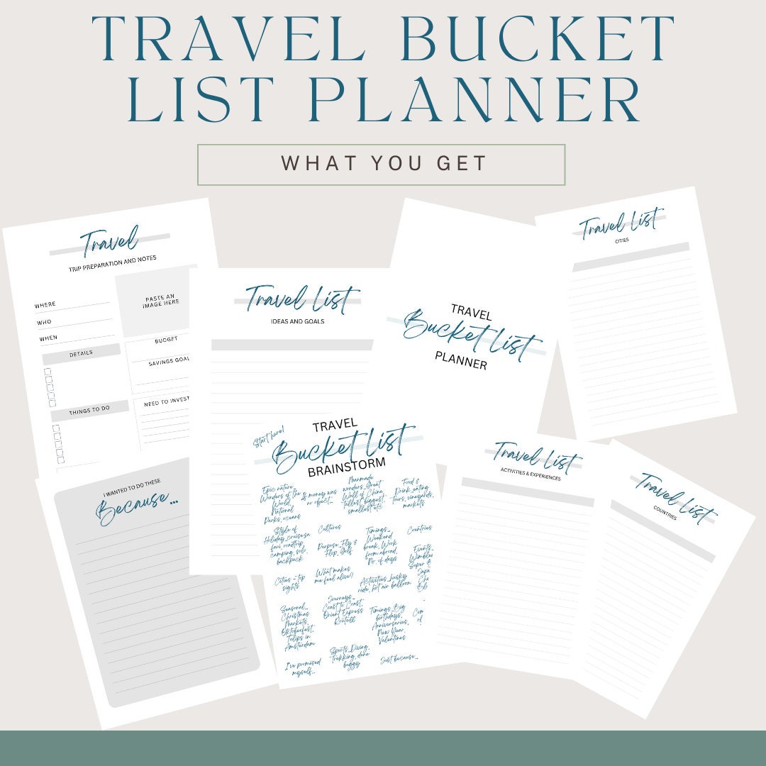 Travel Bucket List Planner printable, Instant Download PDF A4/letter ...