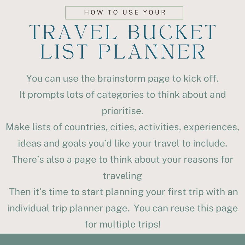 Travel Bucket List Planner -printable, Instant Download PDF A4/letter ...