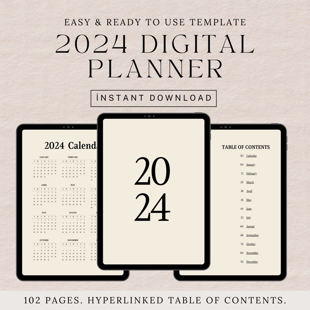2024 Digital Planner/ 2024 Beige Digital Planner/ 2024 Beige Minimal ...