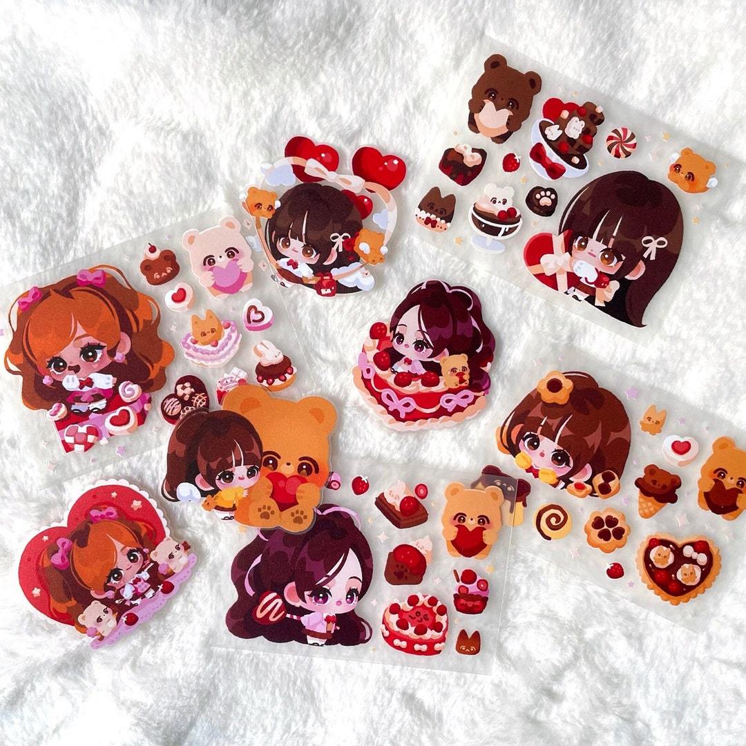 Choco Club PVC Sticker Sheet / Flake Valentine Gift Cute Chibi School ...