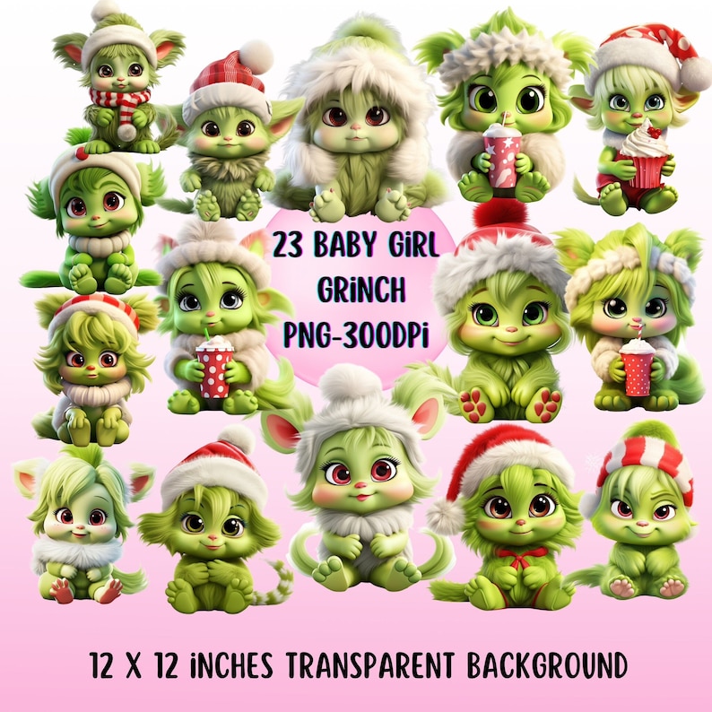 Baby Girl Grinch Christmas Clipart, Baby Female Grinch Christmas PNG ...