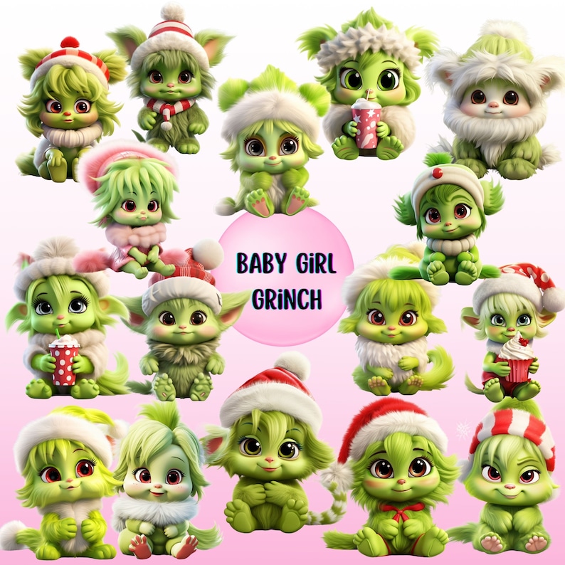 3D Grinch Christmas Letters Baby Grinch Christmas Clipart Bundle ...