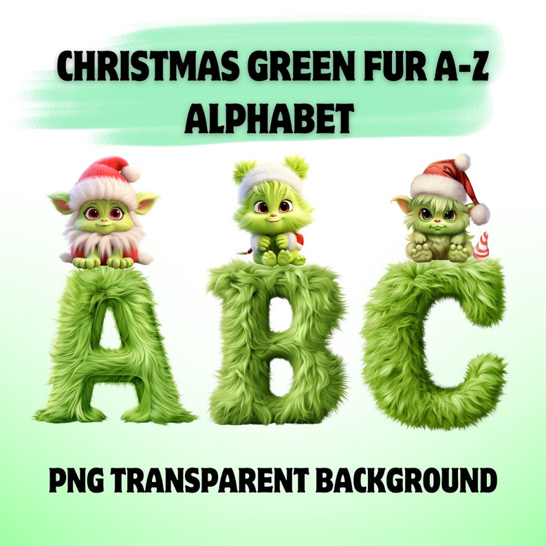 3D Grinch Christmas Letters Baby Grinch Christmas Clipart Bundle ...