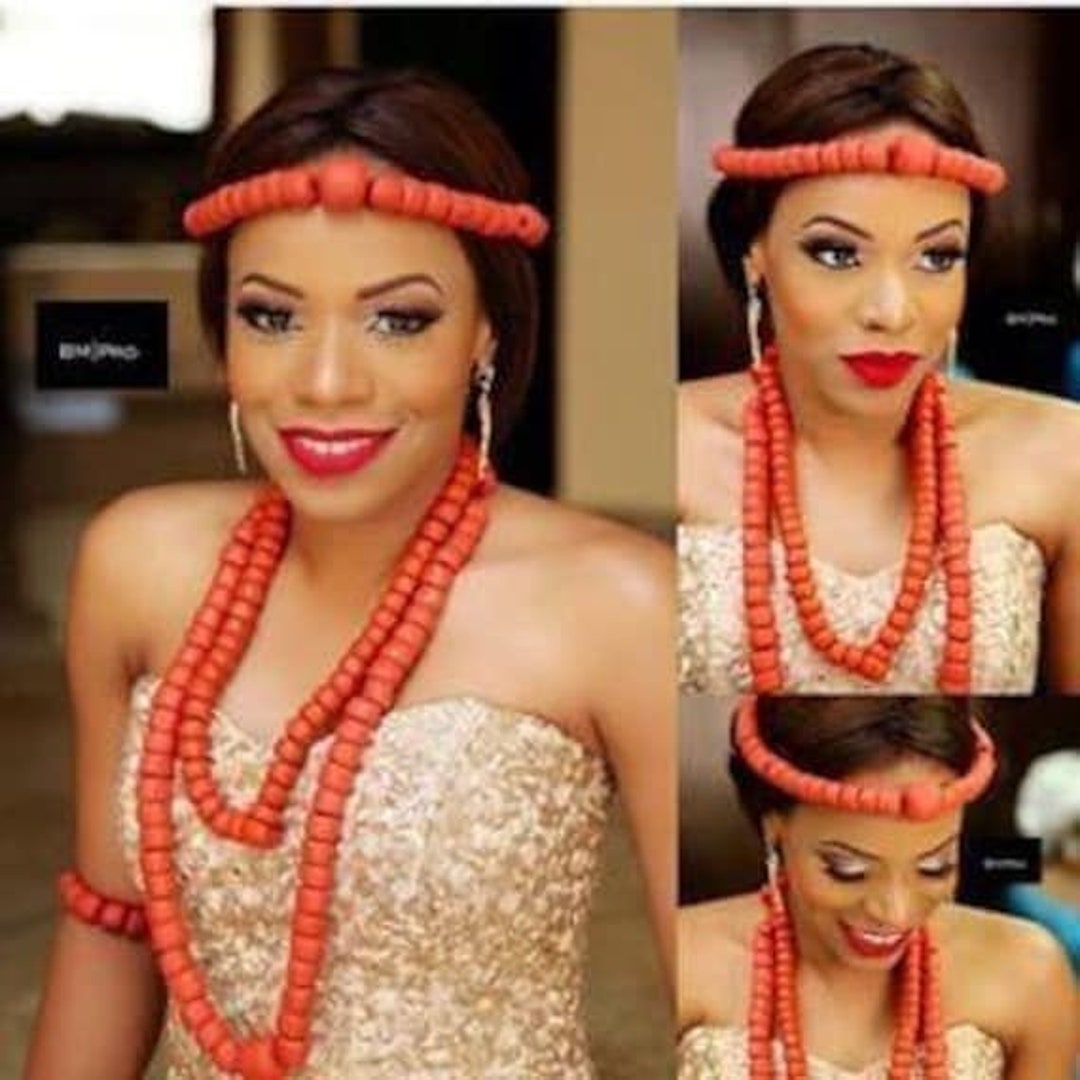 African Head Bea and Two Steps Long Necklace,coral Beads Design ...