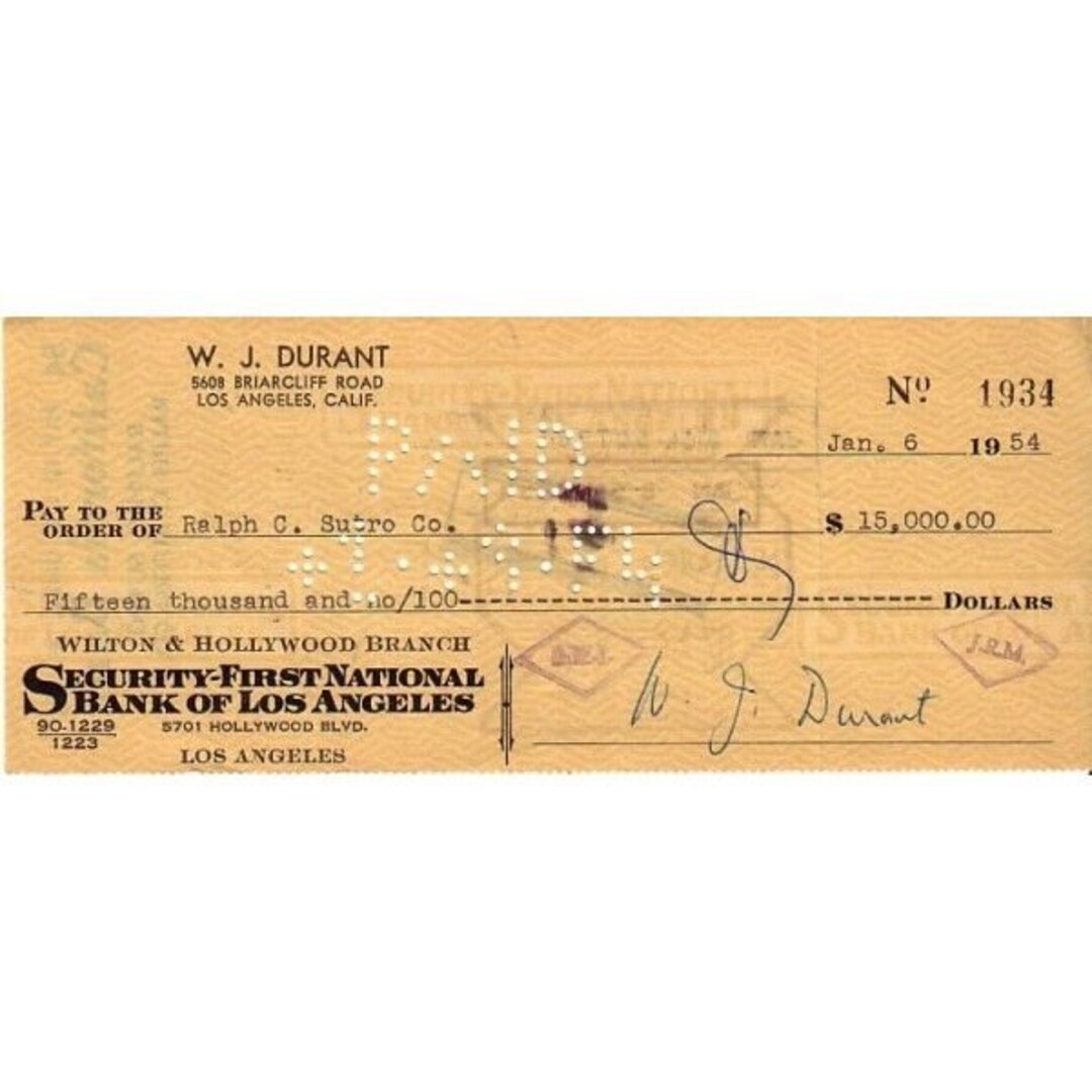 Check, Originally Signed by William Durant, Autograph, Collecting, Rare ...