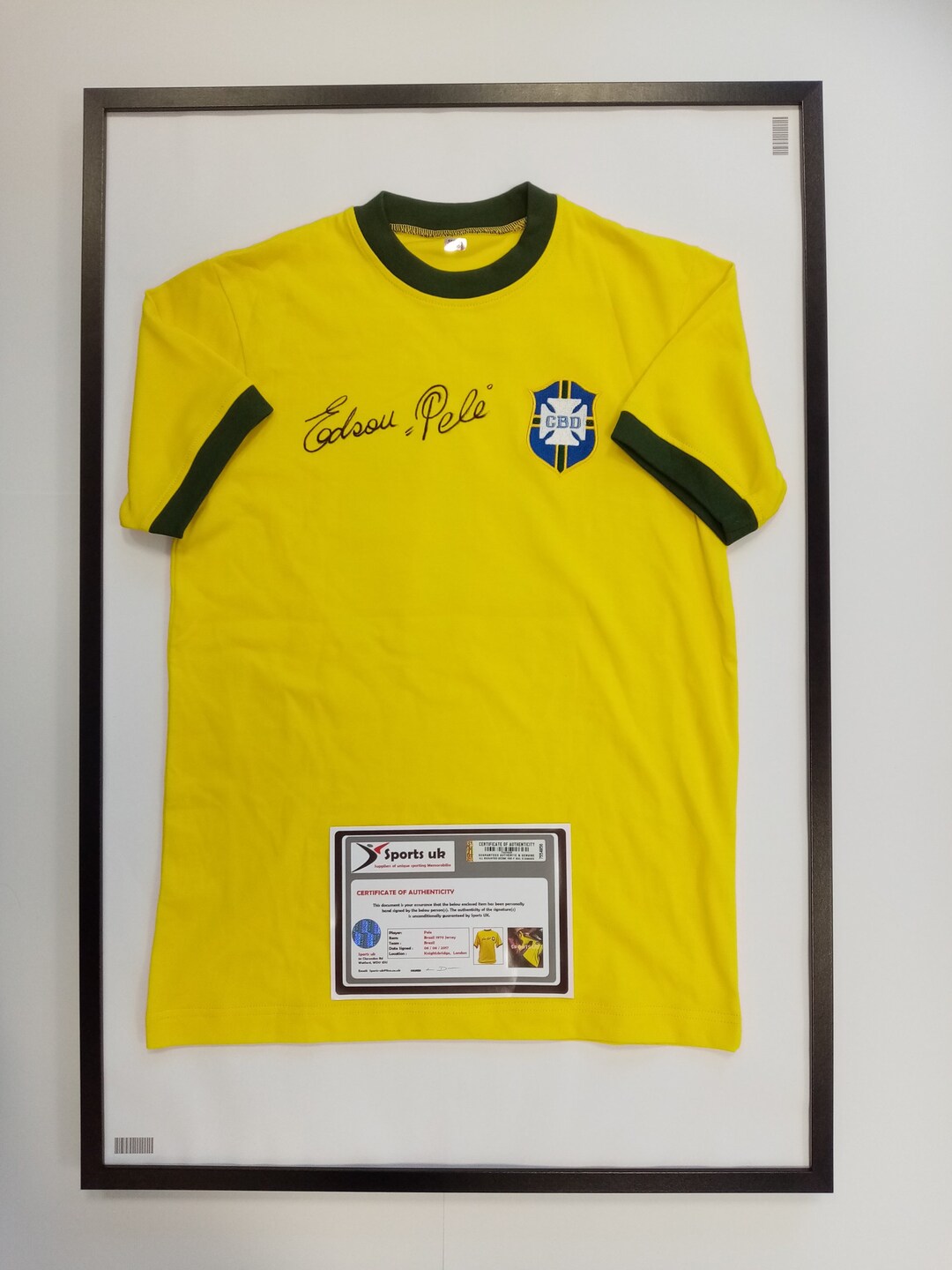 Brazil Repro Jersey Pele Signed in Frame COA Football New Edson Brasil ...