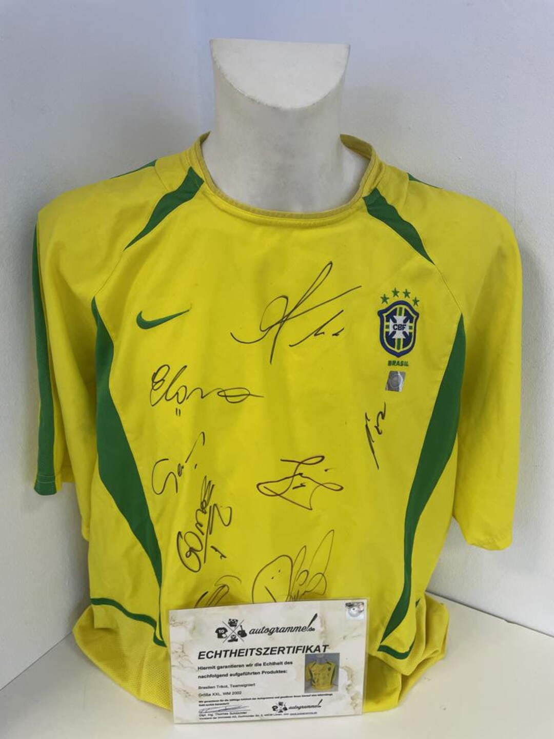 Brazil Jersey World Cup 2002 Team Signed COA Football Nike World ...