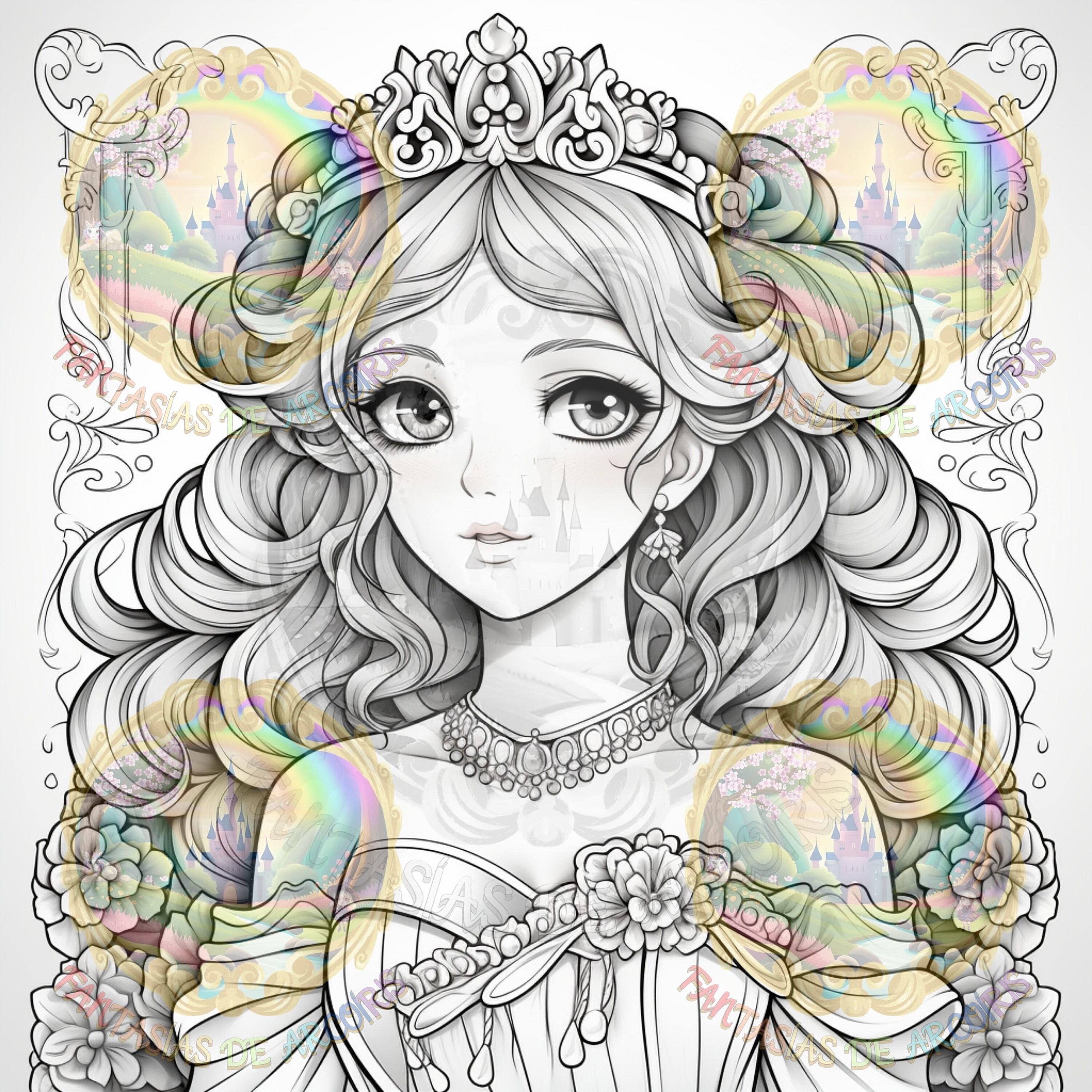 4 Illustrations of Princesses to Color // 4 Illustrations of Princesses ...