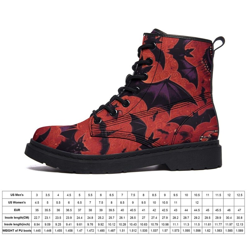 Dark Gothic Bat Wing Boots for Halloween Aesthetic Red and Black Combat ...