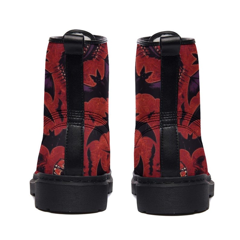 Dark Gothic Bat Wing Boots for Halloween Aesthetic Red and Black Combat ...