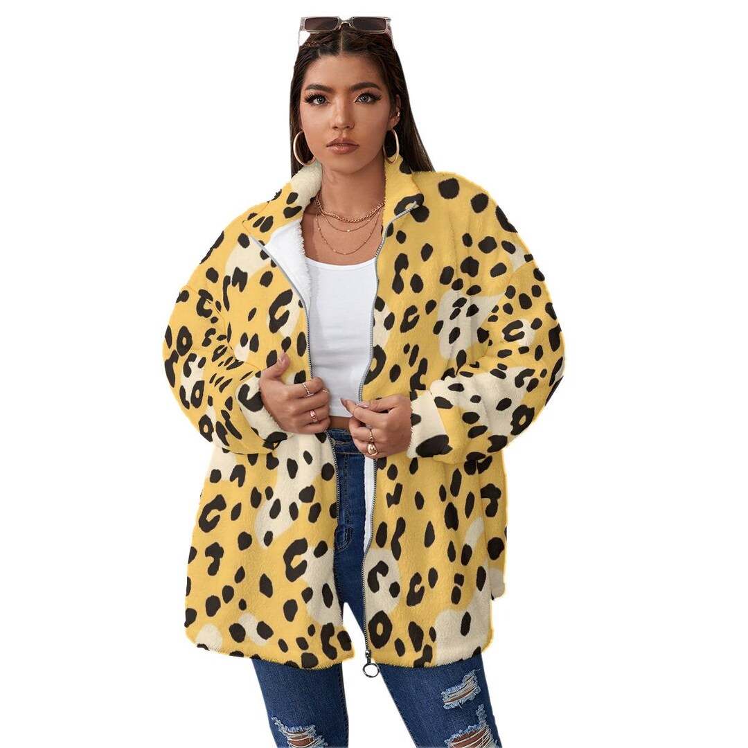 Leopard Print Fleece Jacket for Women/menunisex Plus Size Borg Coat ...