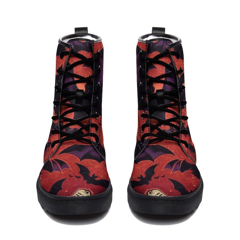 Dark Gothic Bat Wing Boots for Halloween Aesthetic Red and Black Combat ...