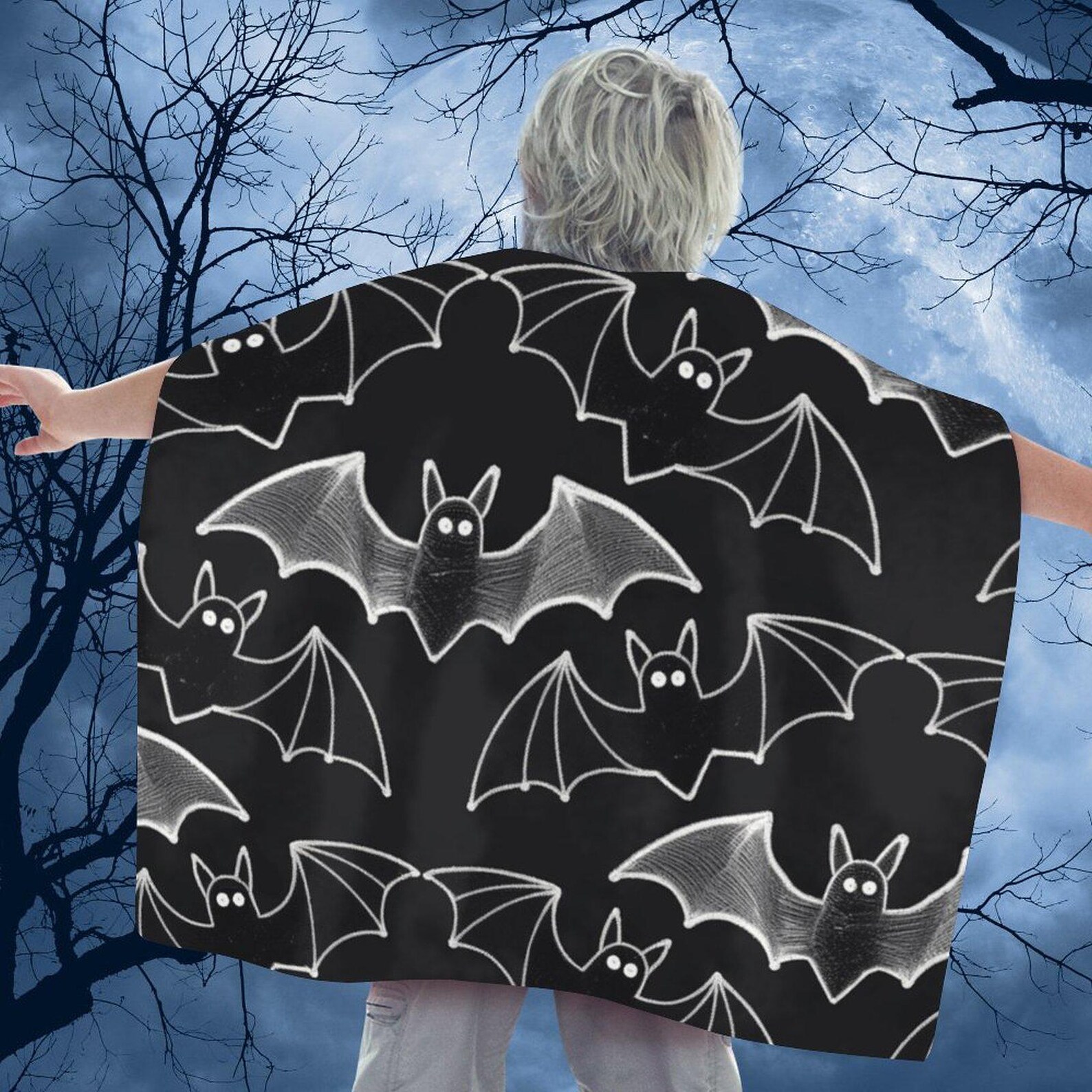 Kids Bat Halloween Costume Cape Reversible Black Bat Cape for Trick or ...